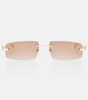 Cartier Panthère De Rectangular Sunglasses - Gold