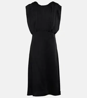 JIL SANDER Draped Satin Midi Dress - Black