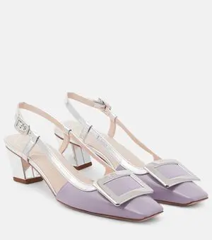 ROGER VIVIER Roger Vivier Belle Vivier Leather Slingback Pumps Purple