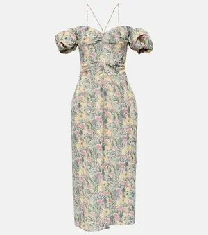 MARKARIAN Ruched Off-shoulder Midi Dress