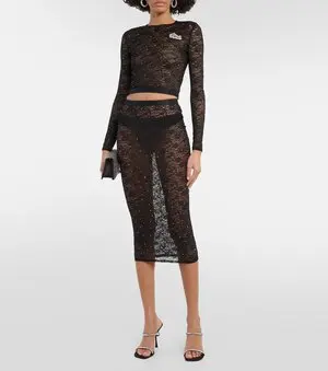 Alessandra Rich Lace Pencil Skirt
