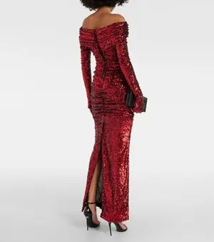 Dolce & Gabbana Sequined Off-shoulder Gown