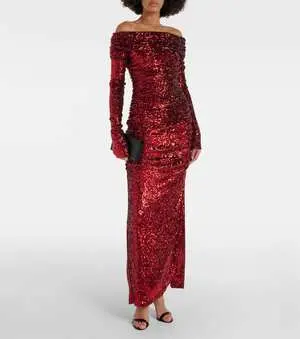 Dolce & Gabbana Sequined Off-shoulder Gown