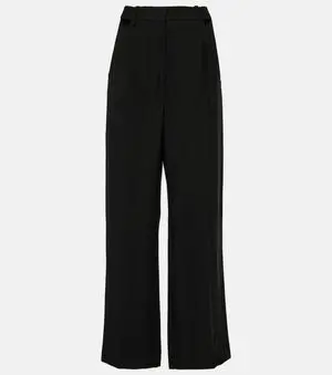 MUGLER Cutout Wide-leg Trousers - Black