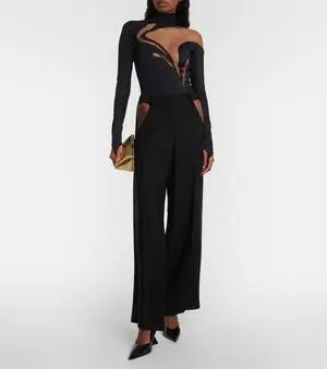 MUGLER Cutout Wide-leg Pants
