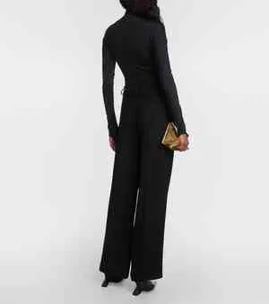 MUGLER Cutout Wide-leg Trousers - Black