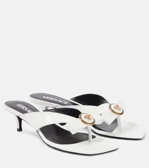 Versace Ribbon 45 Patent Leather Mules - White