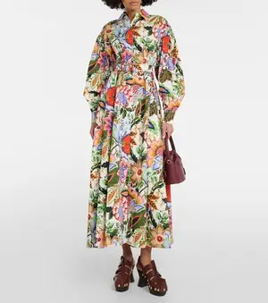 Etro Floral Cotton Shirt Midi Dress