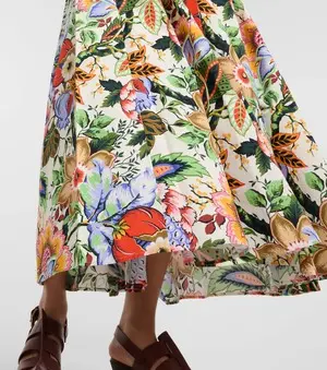Etro Floral Cotton Shirt Midi Dress