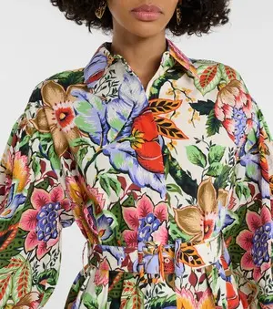 Etro Floral Cotton Shirt Midi Dress