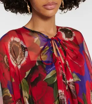 Dolce & Gabbana Anemone Silk Chiffon Kaftan