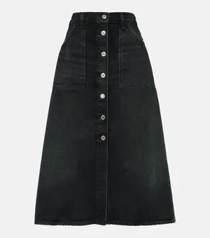 Black Denim Midi Skirts
