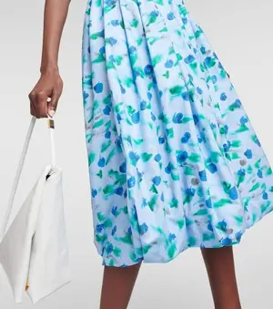 Marni Floral Cotton Poplin Midi Dress
