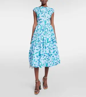 Marni Floral Cotton Poplin Midi Dress