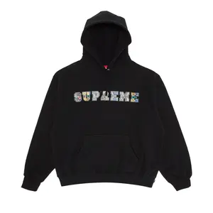 Supreme Collegiate Patchwork Leather Hooded Sweatshirt