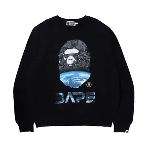 A BATHING APE Space Camo Ape Head Crewneck - Black