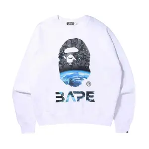 A BATHING APE Space Camo Ape Head Crewneck - White