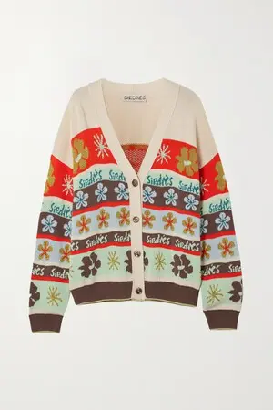 SIEDRES Amber Intarsia Cotton Cardigan