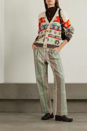 SIEDRES Amber Intarsia Cotton Cardigan