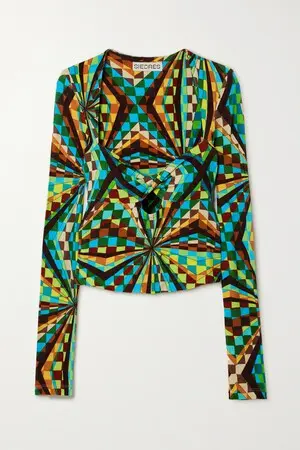 SIEDRES Divy Twist-front Cutout Printed Top