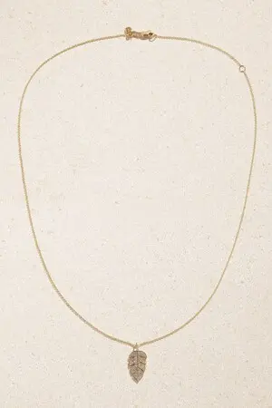 SYDNEY EVAN Large Monstera Leaf Diamond Necklace
