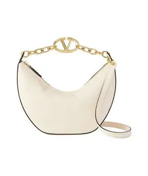 Valentino Garavani Vlogo Textured-leather Shoulder Bag White