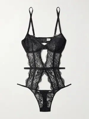 FLEUR DU MAL Naomi Silk-blend Thong Bodysuit