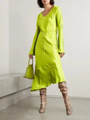 Acne Studios Satin Midi Dress - Green