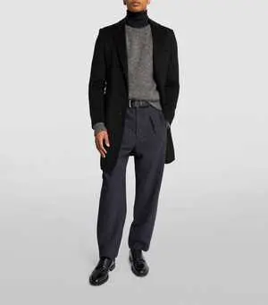 Giorgio Armani Cashmere Single-breasted Long Coat - Black