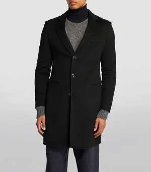 Giorgio Armani Cashmere Single-breasted Long Coat - Black