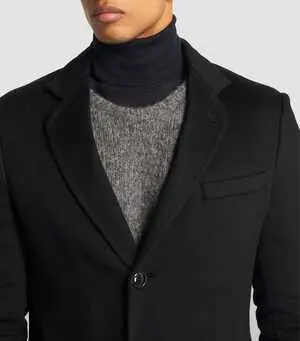 Giorgio Armani Cashmere Single-breasted Long Coat - Black