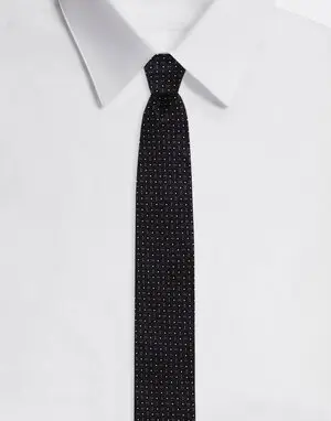 Dolce & Gabbana Silk Jacquard Neck Tie With Dg Logo - Blue
