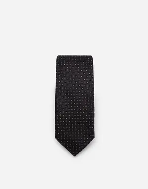 Dolce & Gabbana Silk Jacquard Neck Tie With Dg Logo - Blue