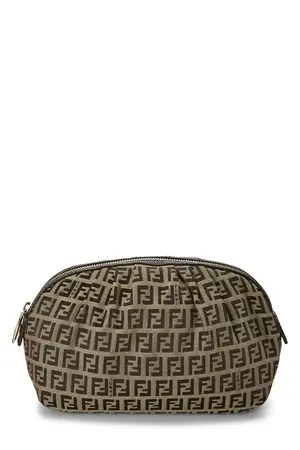 Fendi Zucchino Canvas Pouch - Brown