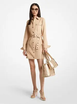 Michael Kors Cotton Blend Twill Utility Dress