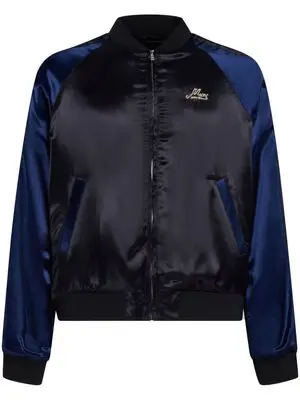 Marni Logo-embroidered Satin Bomber Jacket - Blue