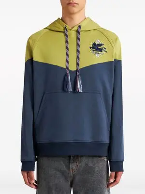 Etro Pegaso-motif Cotton Hoodie - Blue