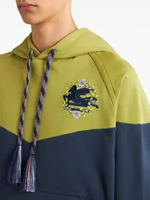 Etro Pegaso-motif Cotton Hoodie - Blue