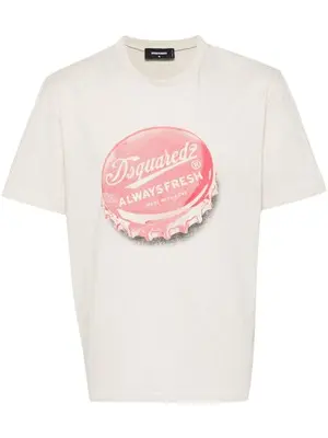 Dsquared2 Graphic-print Cotton T-shirt - Neutrals