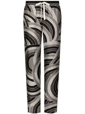 Dolce & Gabbana Geometric-print Silk Pijama Trousers - Green