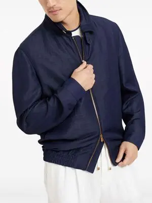 Brunello Cucinelli Spread-collar Bomber Jacket - Blue
