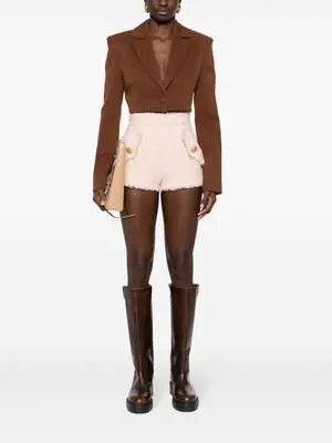 Balmain Tweed Chain-buttons Shorts - Neutrals