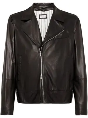 Brunello Cucinelli Layered Leather Bomber Jacket
