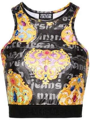 Versace Printed Cropped Top - Black