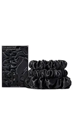 Slip Midi & Large Scrunchie Set Of 3 - Black