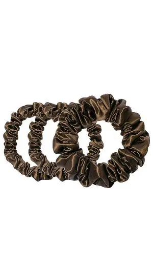 Slip Midi & Large Scrunchie Set Of 3 - Dark Brown