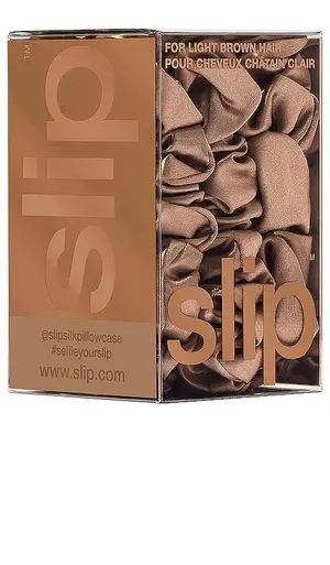Slip Midi & Large Scrunchie Set Of 3 - Light Brown