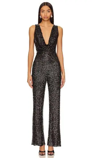 Nbd Heather Sequin Embellished Jumpsuit - Black