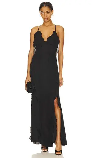Simkhai Emily Ruffled Slip Dress In Black - 36% Off | Editorialist