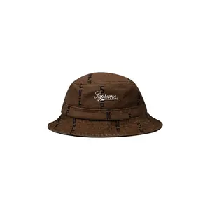 Supreme Logo Stripe Jacquard Denim Crusher - Brown